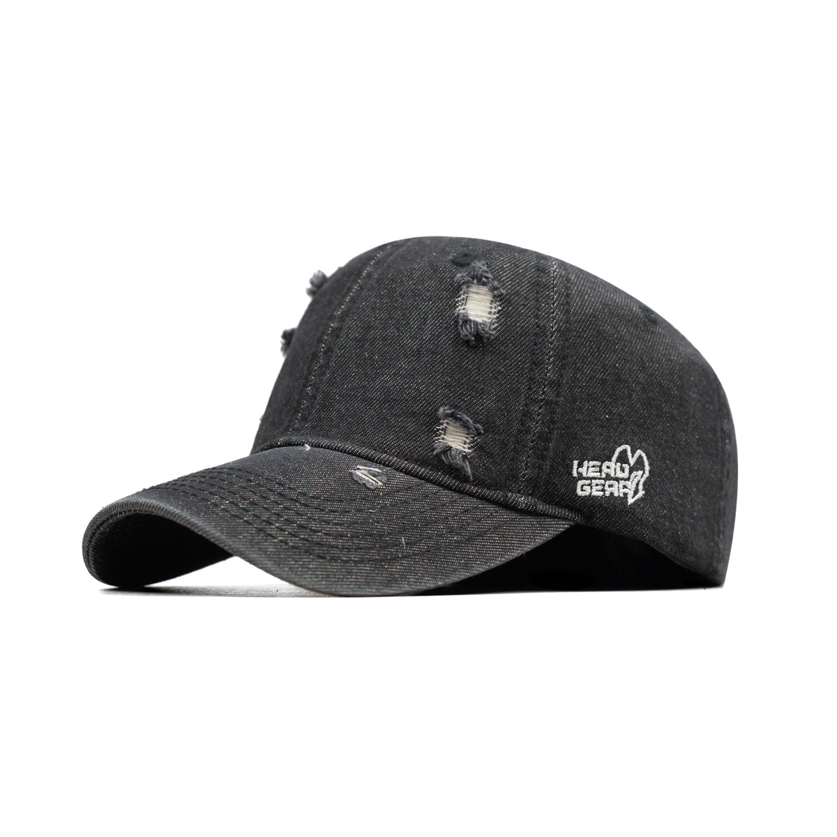 HEAD GEAR BLACK WASHED DENIM RIPPED CAP – Head Gear