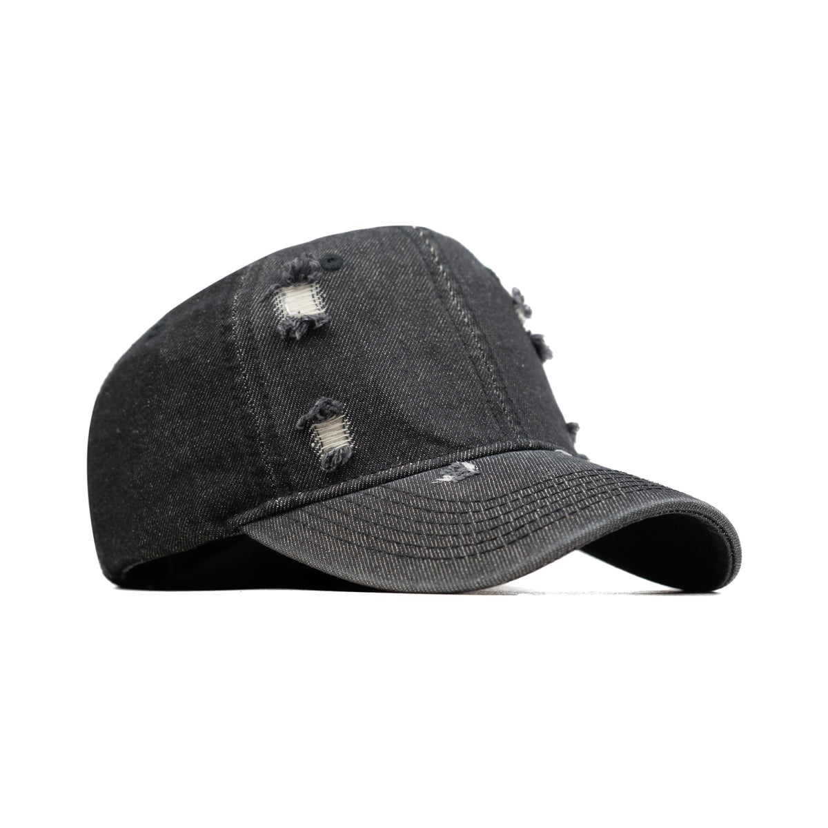 HEAD GEAR BLACK WASHED DENIM RIPPED CAP – Head Gear