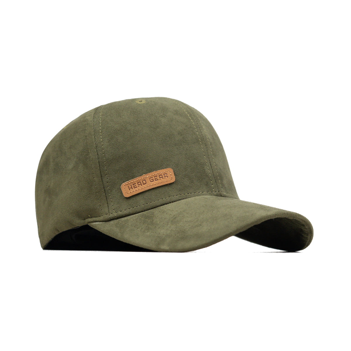 HEAD GEAR OLIVE STRUCTURED LEATHER PATCH FITTED CAP – Head Gear