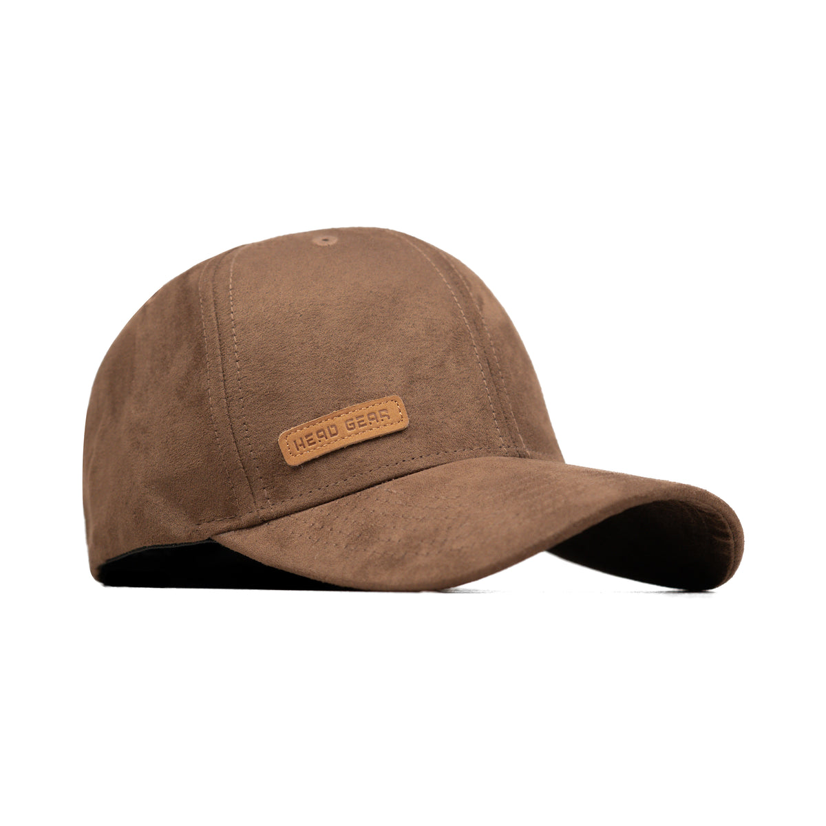 HEAD GEAR BROWN STRUCTURED LEATHER PATCH FITTED CAP – Head Gear